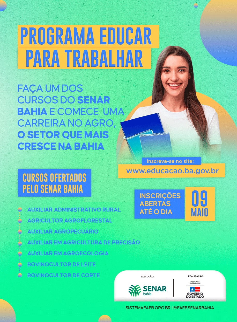 Programa Educar Para Trabalhar oferece sete cursos da área rural - Sistema FAEB
